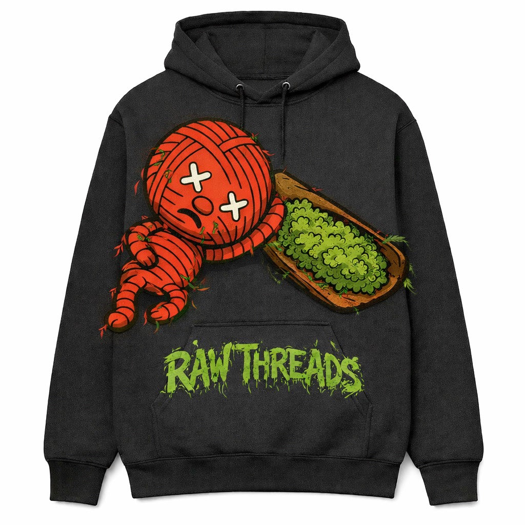 black raw threads hoodie – Raw Stitch Lab